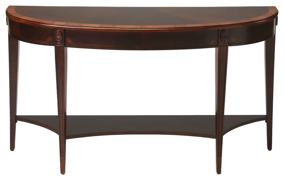 Astor Cherry Nouveau Demilune Design Console Table with Lower Display ...