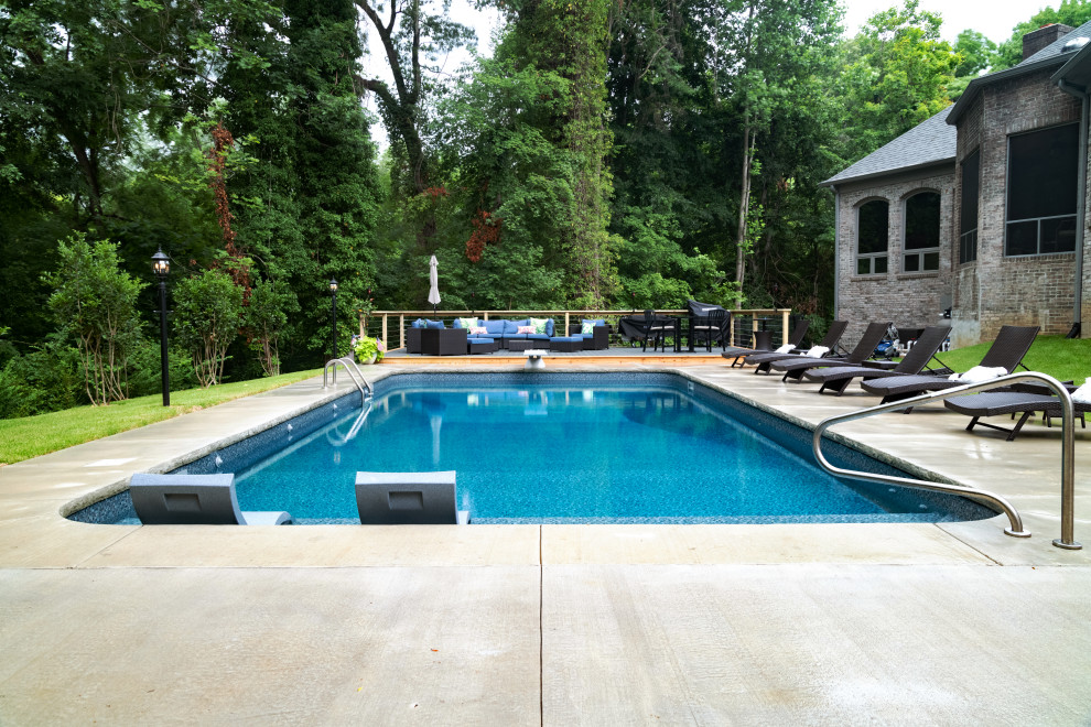 18x36 rectangular vinyl liner inground pool w/multiple features - Pool ...