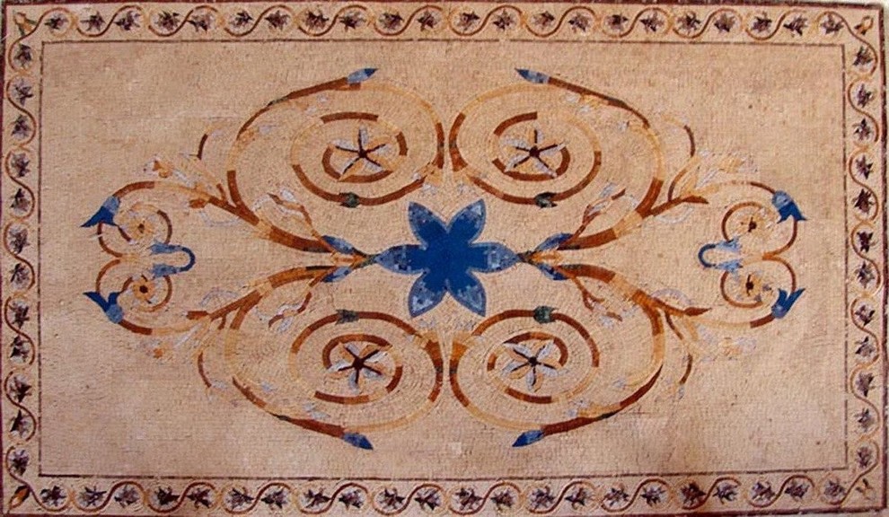 Rectangular Marble Mosaic, 87" x 51" - Traditional - Tile Murals - by ...