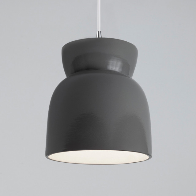 Large Hourglass LED Pendant, Gloss Gray, Polished Chrome, White Cord ...