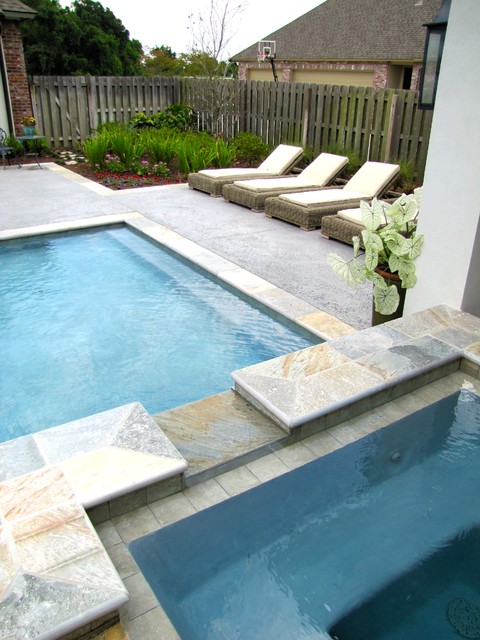 Stamped concrete pool deck/outdoor living - salt rock texture - Pools ...