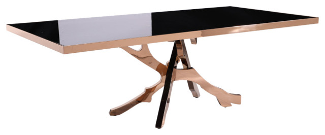 Modrest Legend Modern Black Glass and Rosegold Dining Table ...