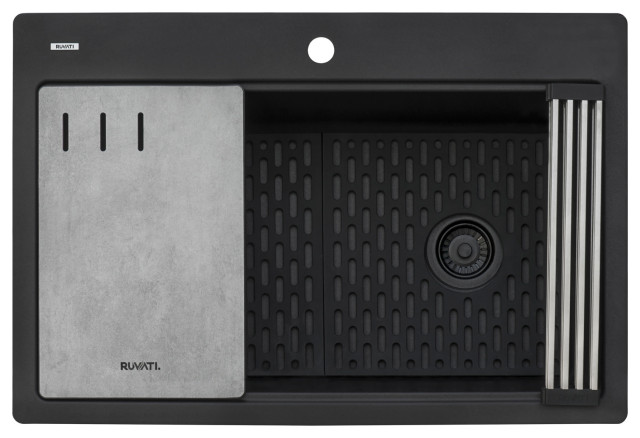 Ruvati RVG1302 epiStage 33" Drop In Single Basin Granite - Contemporary ...