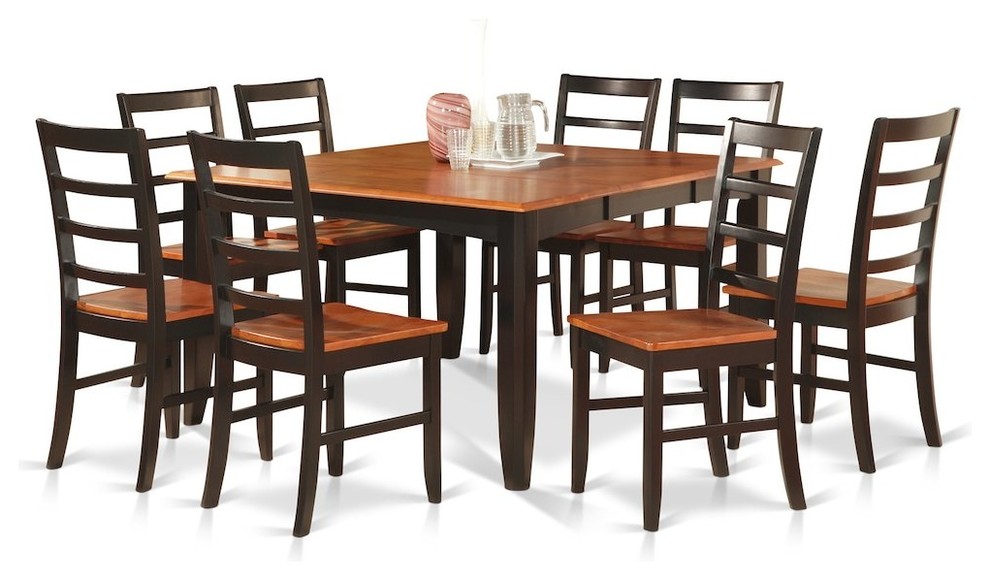 East West Parfait 9-Piece 54" Square Dining Table Set With 8 Dining ...