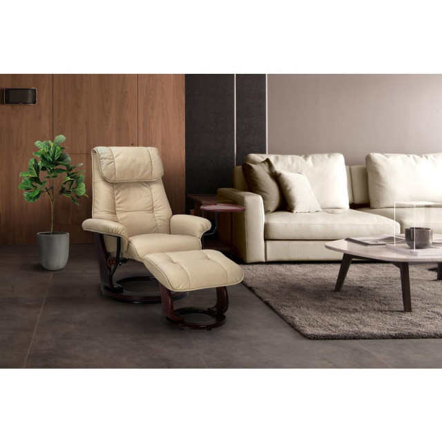 Scandinavian / European-styled recliner and ottoman in Taupe ...