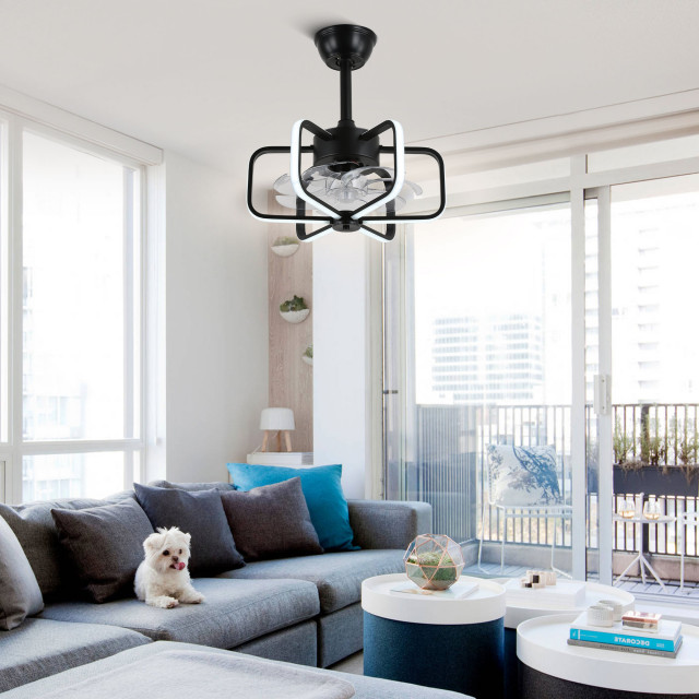 18" Reversible Ceiling Fan 6-speed with Dimmable LED Light Kit, Remote ...