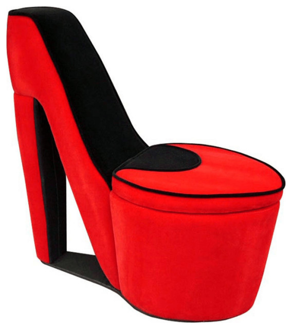 32" Red Faux Suede Side Chair - Eclectic - Armchairs And Accent Chairs ...