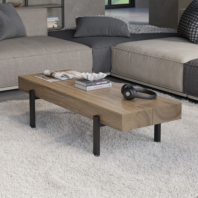 39" Rustic Rectangular Coffee Table, Small/Narrow - Industrial - Coffee ...