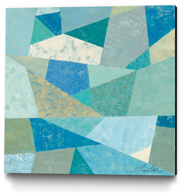 "Teal Geo Metric" Museum Mounted Canvas Print, 20"x20" - Contemporary ...