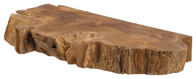 Takara Natural Teak Wood Live Edge Wall Shelf, 15.8x9.8x2in. - Rustic ...