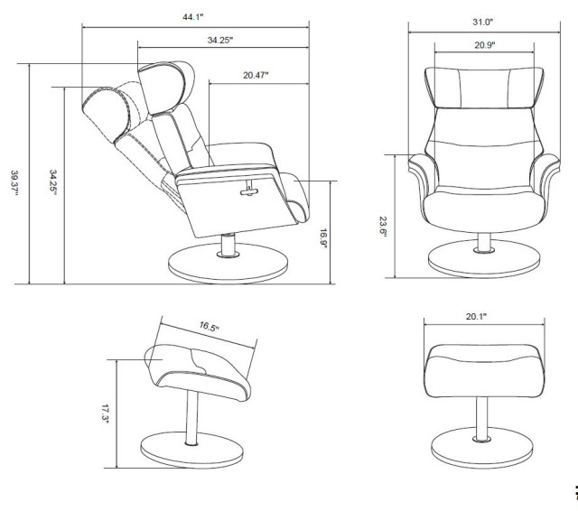 Relax-R Caitlin Recliner and Ottoman, Espresso Air Leather ...