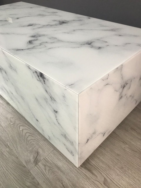 Matteo Marble Design Block Coffee Table, White - Transitional - Coffee ...