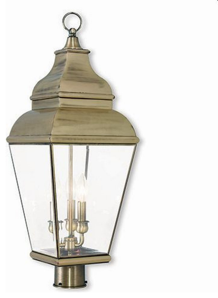 3 Light Outdoor Post Top Lantern in Farmhouse Style - 10 Inches wide by ...
