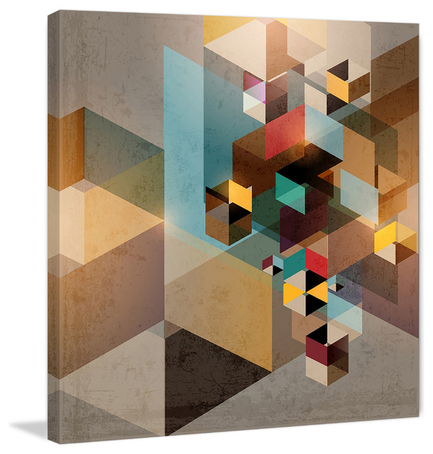"Deconstructed Cubes" Painting Print on Canvas, 40"x40" - Contemporary ...