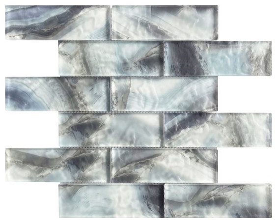 Onyx Glass Mosaics Brick Shape Tile Ocean for Walls - Contemporary ...