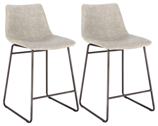 AmeriHome Classic Faux Leather 24 inch Counter Height Chair Set - Stone ...