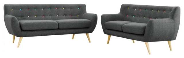 Marcy Gray 2 Piece Living Room Set - Midcentury - Living Room Furniture ...
