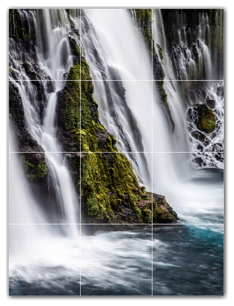 Waterfalls Ceramic Tile Wall Mural HZ501089, 12.75" Wide x 17" High ...
