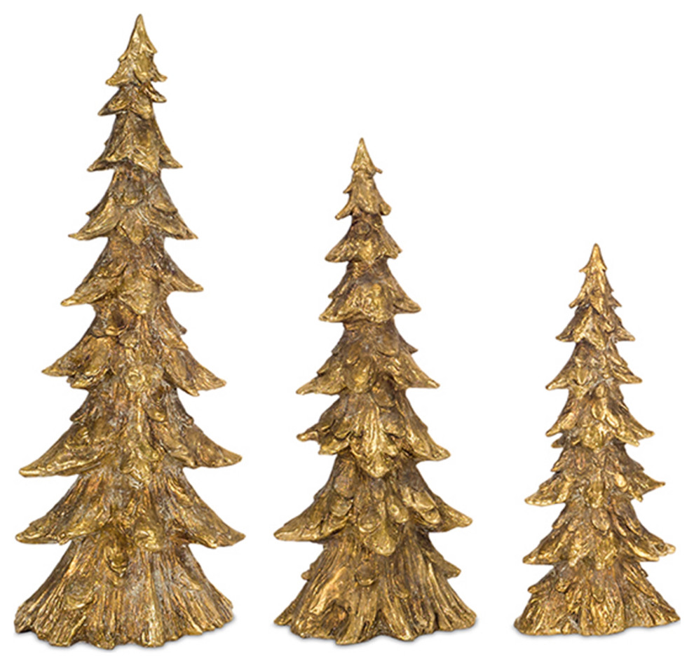 Tree, 3-Piece Set, Gold/Brown - Holiday Accents And Figurines - by ...