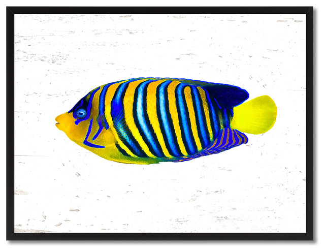 Yellow Tropical Fish Painting, 7"x9" - Beach Style - Prints And Posters ...
