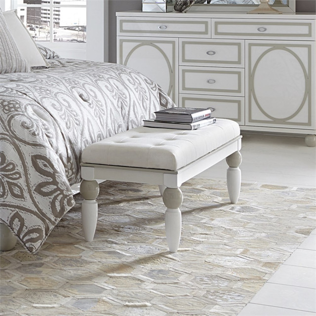 Michael Amini Sky Tower Bedside Bench in Cloud White - Traditional ...