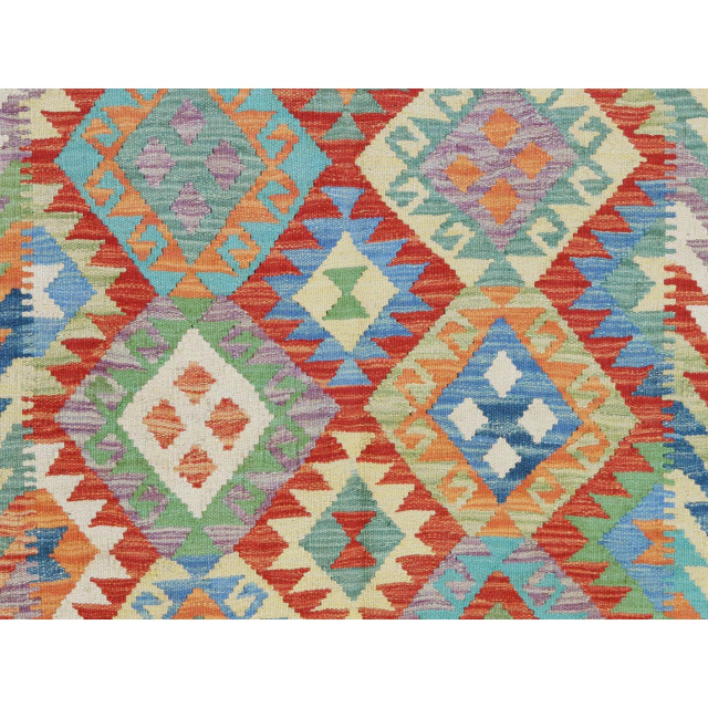 Colorful Afghan Kilim Geometric Design Hand Woven Reversible Wool Rug 4 ...