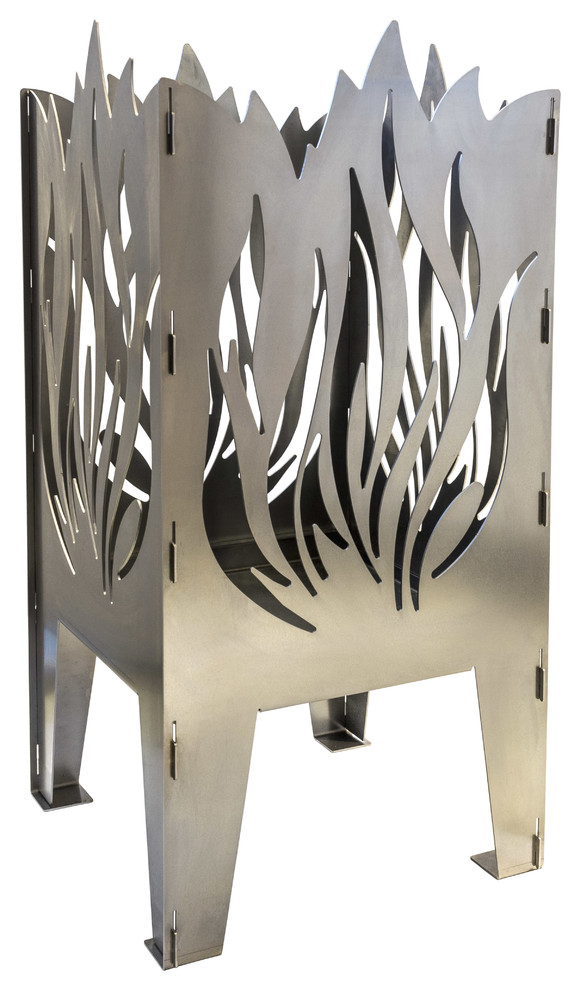 Flame Solid Steel Wood Burning Fire Pit - Contemporary - Firewood Racks ...