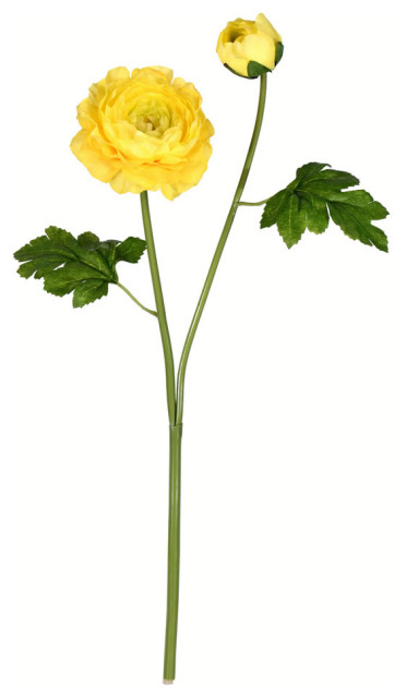 19" Yellow Ranunculus Stem 6/Pk - Artificial Flower Arrangements - by ...