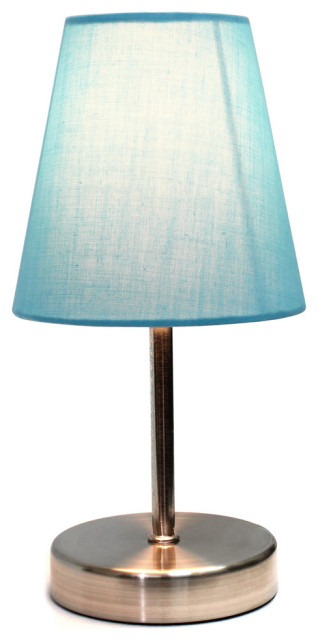 Simple Designs Sand Nickel Mini Basic Table Lamp With Fabric Shade ...