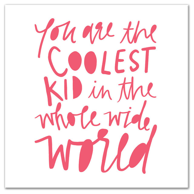 Coolest Kid Pink Text 12x12 Canvas Wall Art - Contemporary - Kids Wall ...