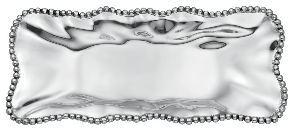 Organics Beaded Wave Metal Rectangular Tray - Contemporary - Serving Trays - by Lenox | Houzz
