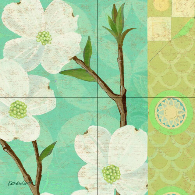 Tile Mural Kitchen Backsplash Kimono Blossoms II by Kathrine Lovell, 12 ...