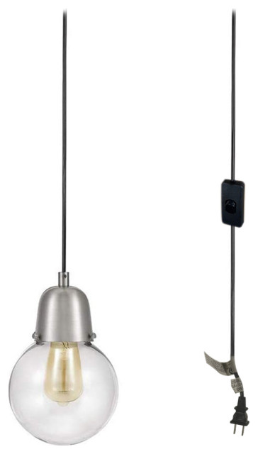 6"W LED Plug-In Hanging Pendant Brushed Nickel Finish - Transitional ...