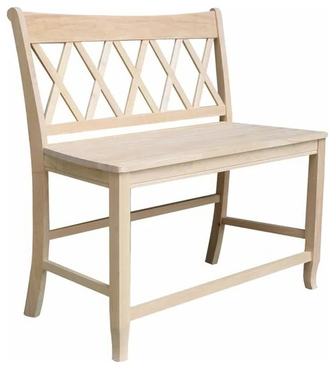 Farmhouse Double X-Back Solid Wood Bench with Butcher Block Seat, 24 ...