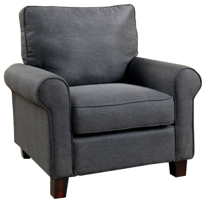 Fabric Wooden Transitional Style Chair, Gray - Transitional - Armchairs ...