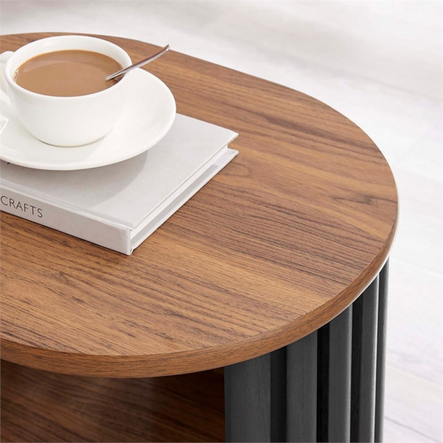 Modway Fortitude Wood Side Table with Open Center Storage in Walnut ...