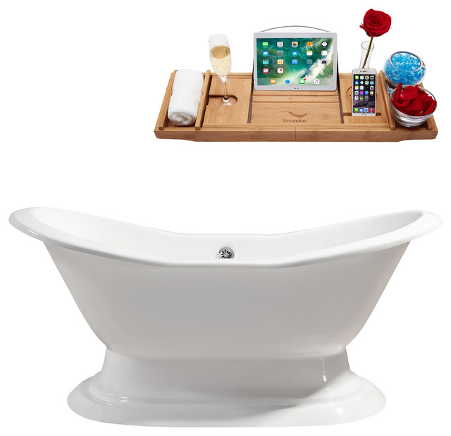 Streamline 72" Cast Iron Soaking freestanding Tub With External Drain ...