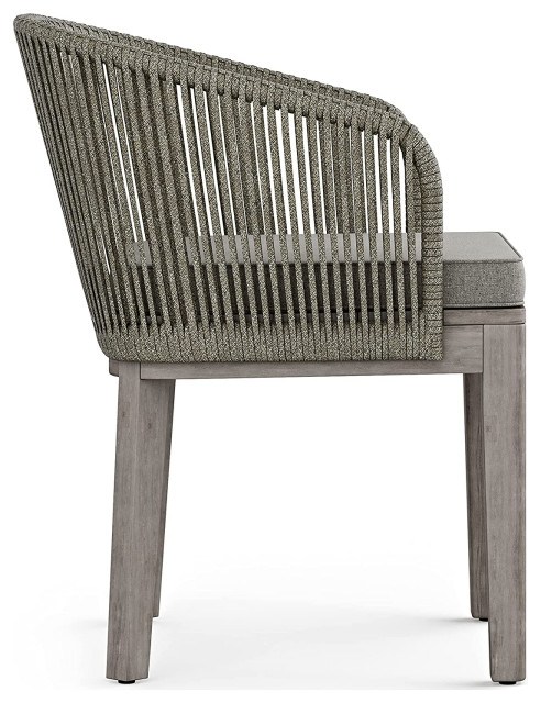 2 Pack Contemporary Outdoor Dining Chair, Curved Wicker Back, Sand ...