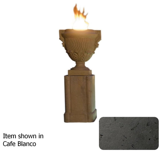 American Fyre Piage Fire Urn & Pedestal Propane Gas, Black Lava ...