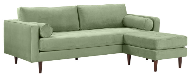 Cave Sage Green Velvet Sectional - Midcentury - Sectional Sofas - by ...
