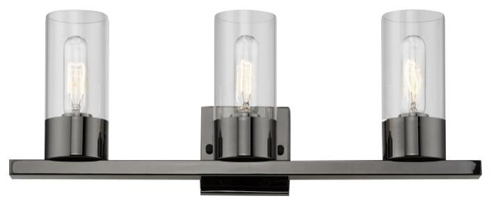 Carson 3 Light Black Chrome Vanity Sconce - Transitional - Bathroom ...