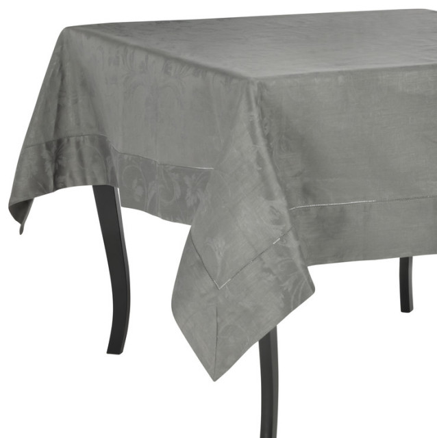 French Home Linen 68" x 68" Renaissance Tablecloth Dark Grey ...