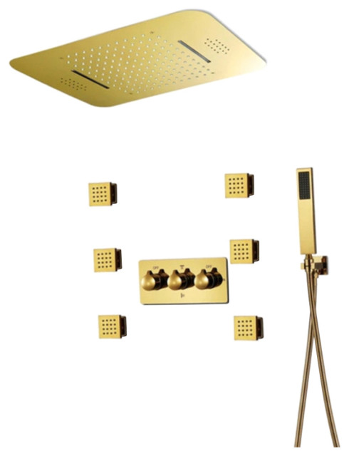 LED Mount Rainfall Shower System, Jetted Body Sprays - Contemporary ...