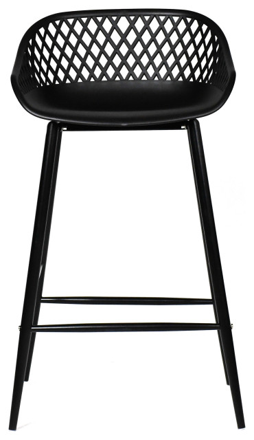 Piazza Outdoor Counter Stool Black, Set of 2 - Midcentury - Outdoor Bar ...