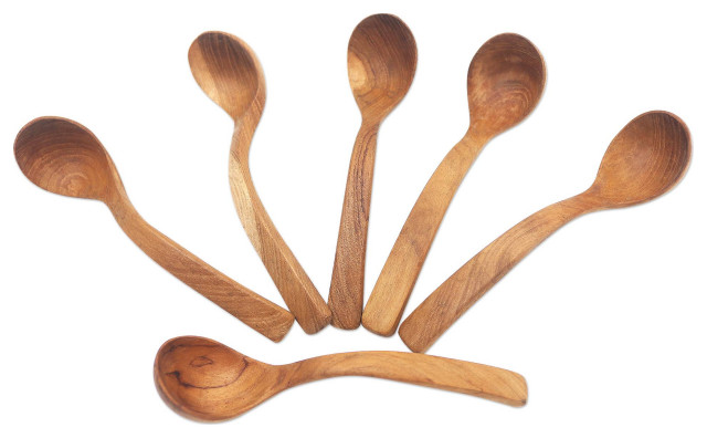 Novica Handmade Ladle Up Teak Wood Soup Spoons (Set Of 6 ...