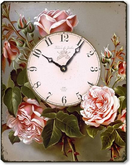 Vintage-Style Pink Roses Wall Clock - Traditional - Wall Clocks - by ...