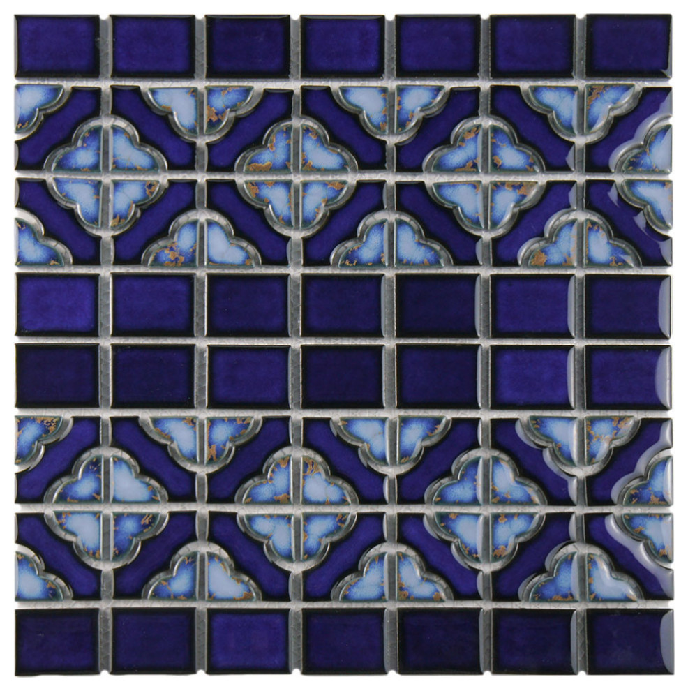 Obelisk Cobalt Delta Mosaic Floor and Wall Tile, Sample - Contemporary ...