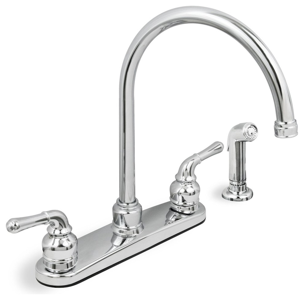 Lead Free Two-Handle Kitchen Faucet With Spray, Chrome - Transitional ...