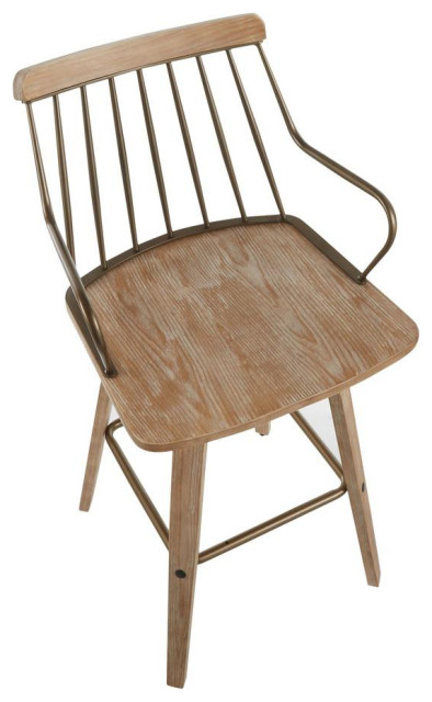 White Washed Wood, Antique Copper Metal Preston Counter Stool ...