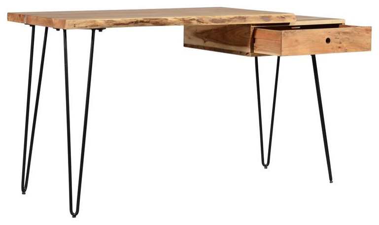 Nature's Edge Solid Acacia Desk with Drawer, Natural - Rustic - Desks ...